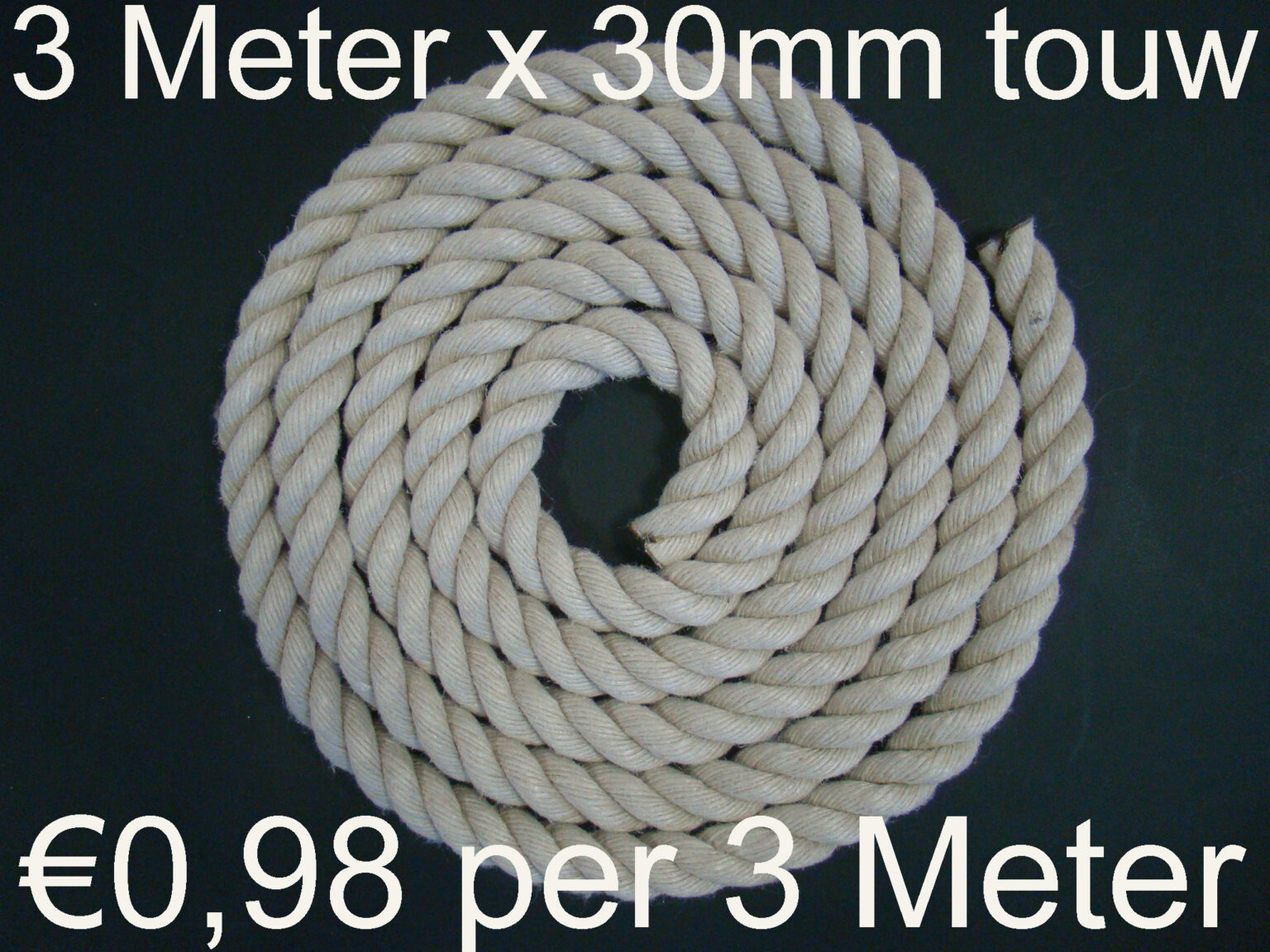 Touw 3 Meter lang 3cm dik stevig touw € 0,98 > klik 3x op de foto ...